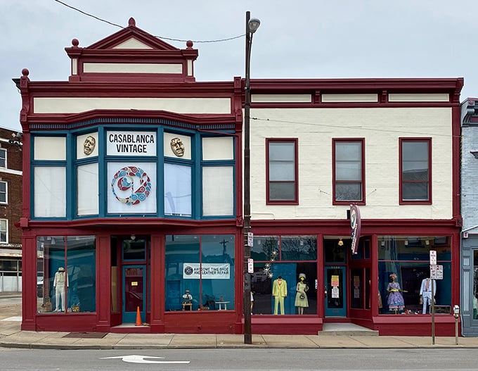 Vintage charm in architectural splendor! This historic building houses decades of fashion history waiting to be rediscovered.