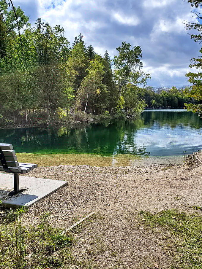 Harrington Beach's emerald waters invite you to dip your toes or your entire self&mdash;no judgment either way!