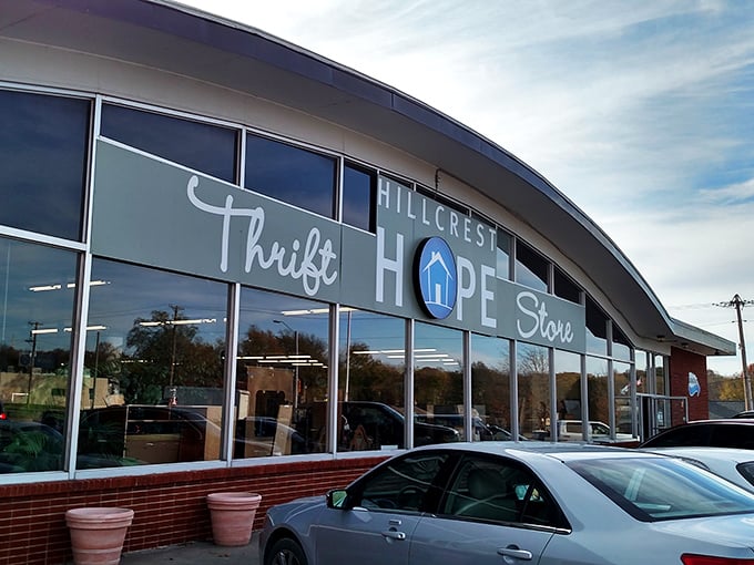 This modern storefront proves thrift shopping has gotten a serious upgrade - sleek, welcoming, and absolutely inviting.