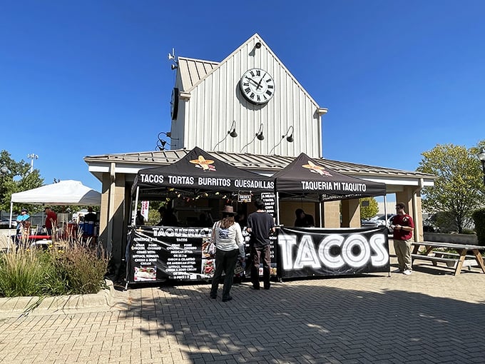 A taco stand at Kane County Flea Market proves that treasure hunting builds an appetite that only street food can satisfy.