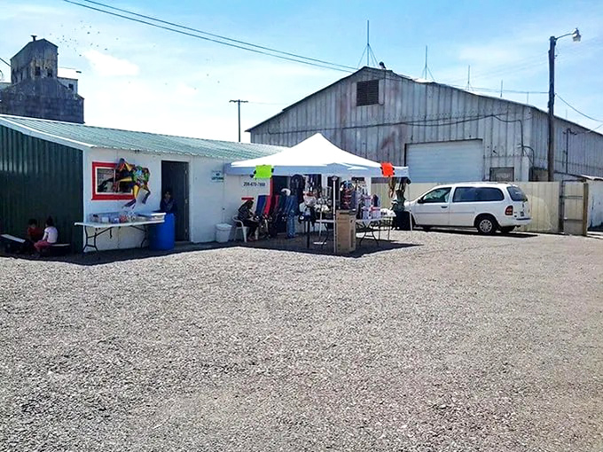 Rustic charm at Kora Swap Meet. The unassuming exterior hides a treasure trove of possibilities inside.