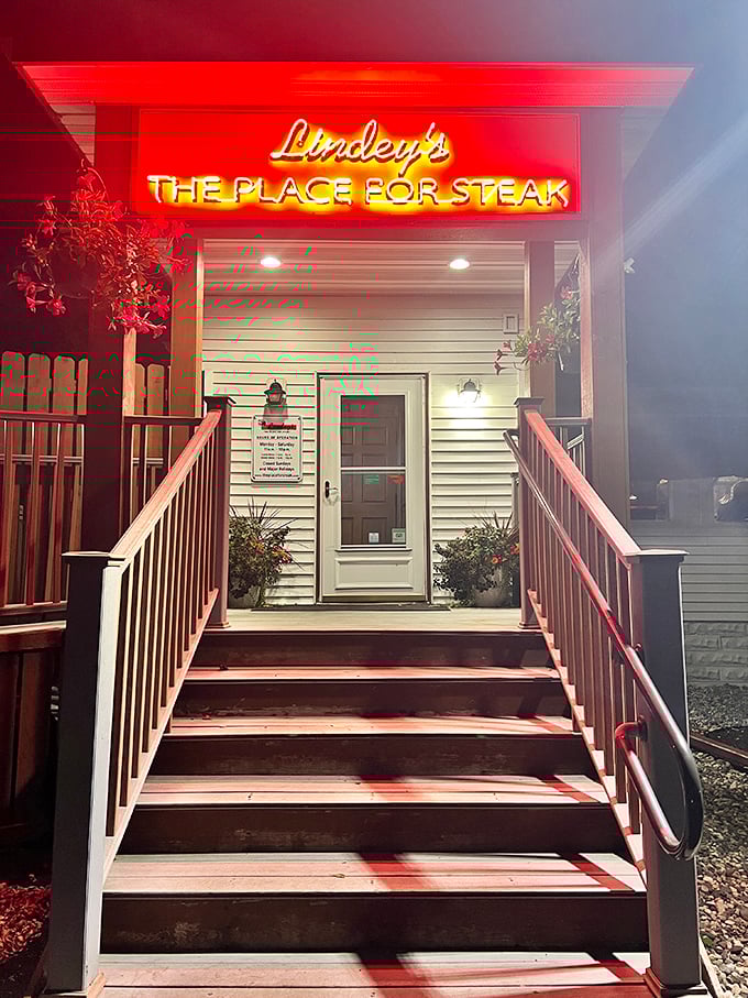 Lindey's glowing neon sign is like a lighthouse for hungry carnivores. "The Place for Steak" isn't just a slogan&mdash;it's a promise they've kept for decades.