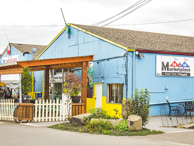 M&M Marketplace: This cheery blue building isn't just a market&mdash;it's a cultural landmark where community and commerce blend beautifully.