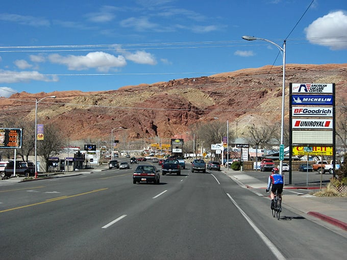 Moab's vibrant downtown sits nestled among those famous red rock formations. Nature's skyscrapers without the traffic jams!