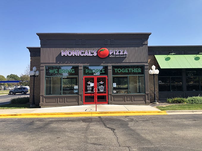 Monical's bold statement – "We Bring People Together" – isn't just window dressing, it's their pizza philosophy.