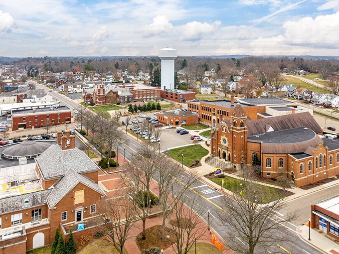 North Canton's Main Street looks like Mayberry got a modern makeover, complete with actual parking spaces! 