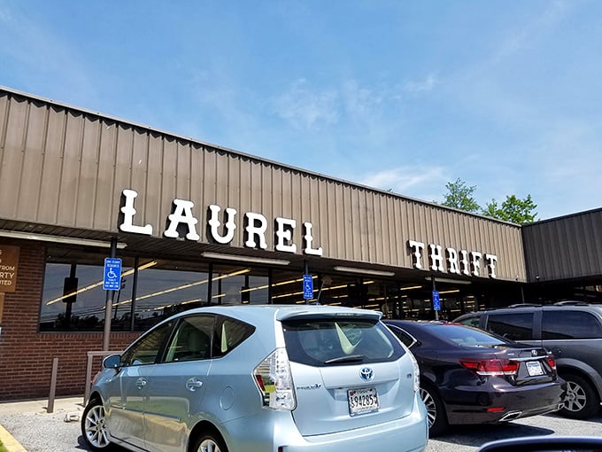 Laurel Thrift's iconic storefront has welcomed bargain hunters for years. That sign might as well say "Treasure Ahead!"