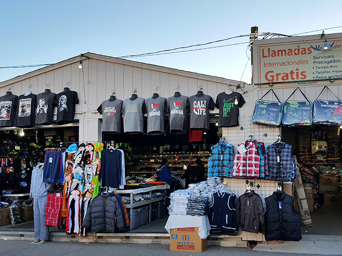 Tanque Verde's clothing corridor stretches toward the horizon. More outfit options than my entire closet has seen in decades!