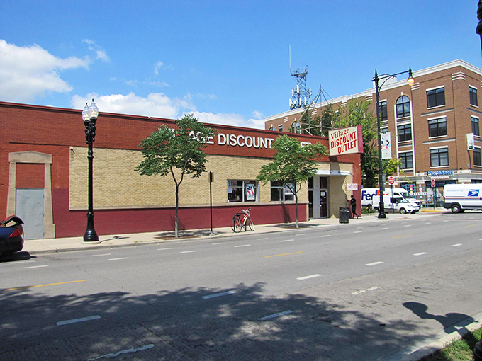 Village Discount Outlet stands proud on Clark Street, a no-frills temple to thriftiness where amazing finds hide in plain sight.