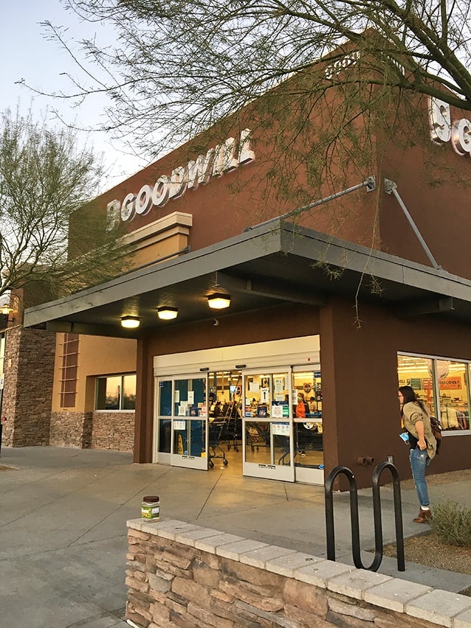 The modern facade of this Goodwill belies the time-traveling adventure waiting inside among decades of donated treasures.