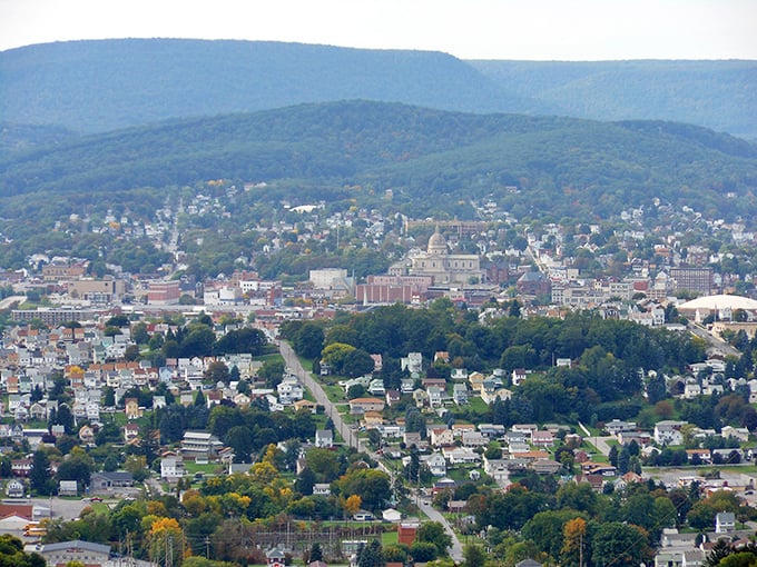 From this Altoona vantage point, the town spreads out like a Norman Rockwell painting come to life.