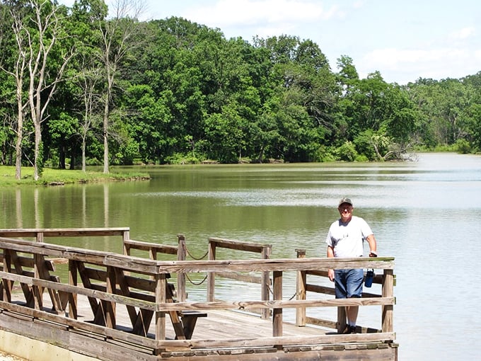 Find your favorite spot on the wooden pier and enjoy a relaxing afternoon overlooking the calm waters of this park.