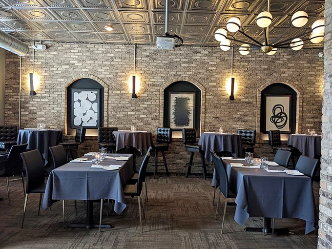 Exposed brick walls, elegant lighting, perfectly set tables&mdash;Bowdie's dining room feels like your sophisticated friend who also knows how to have fun.