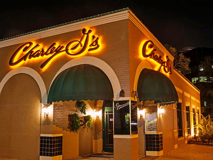 By night, Charley G's glows like a beacon for the steak-obsessed. Follow the light!