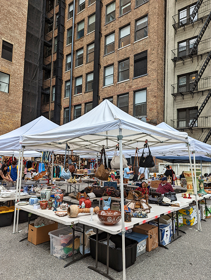 Flea market feng shui! Chelsea's vendors arrange their wares with the precision of museum curators and the hope of garage sale entrepreneurs.