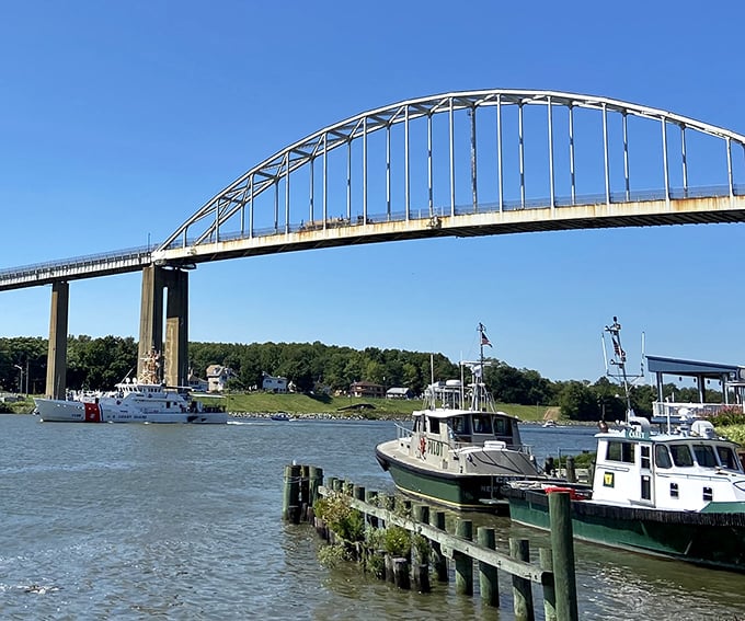The bridge over Chesapeake City's canal is like a steel rainbow connecting affordable living on both shores.