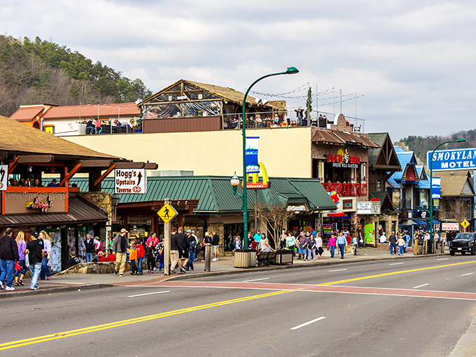 The bustling streets of Gatlinburg offer mountain charm with a side of people-watching entertainment.
