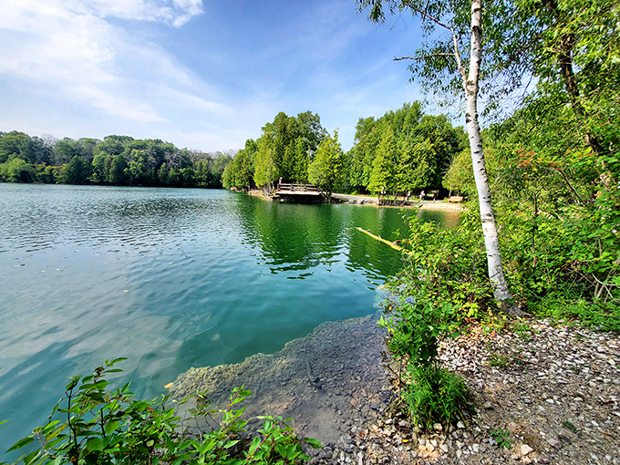 Nature's perfect bench: A lakeside seat at Harrington Beach where you can watch your worries drift away.