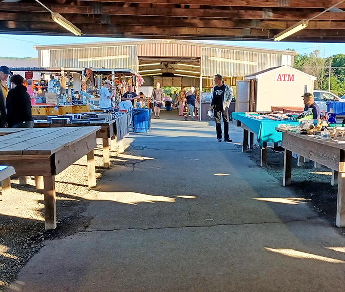 Morning light bathes Jake's Market as early birds circle for worms&mdash;or in this case, vintage treasures at rock-bottom prices.