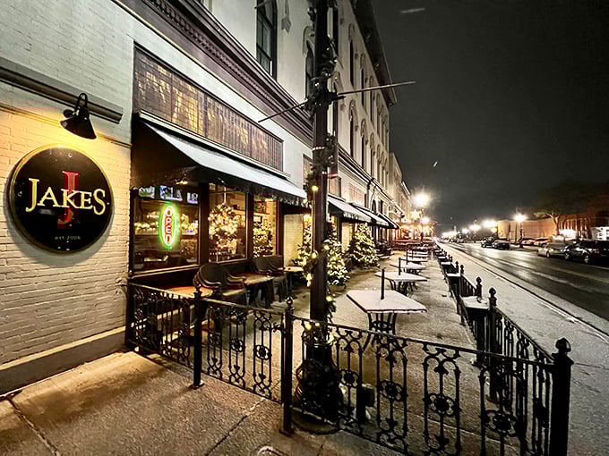 Downtown Saginaw's crown jewel glows at night, beckoning hungry visitors with promises of prime beef.