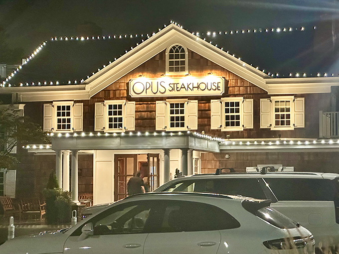 When night falls, Opus transforms into a twinkling wonderland. String lights add romance to your ribeye experience.