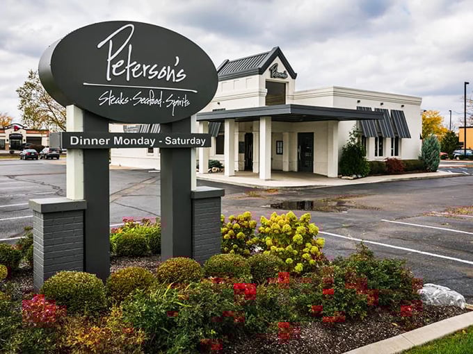 The colorful flower beds outside Peterson's are just a preview of the attention to detail you'll find on your perfectly seared ribeye.