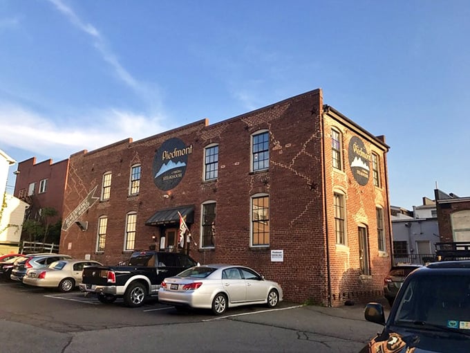 The corner view of Piedmont Steakhouse shows off its architectural charm. Culpeper's worst-kept secret for carnivores in the know.