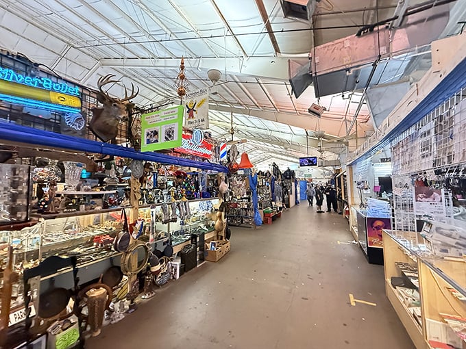 Aisles of possibility! Raynham's year-round market offers climate-controlled treasure hunting when New England weather turns fickle.