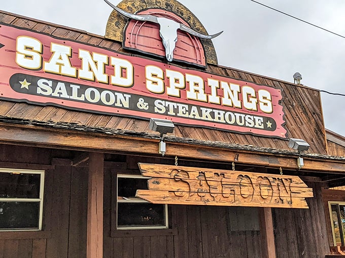 The Wild West meets Western Maryland at Sand Springs. That wooden exterior practically whispers "the steaks are bigger in here."