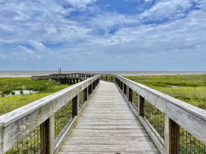 Marshland magic! Sea Rim's wooden pathways invite exploration without the swamp boot fashion statement your grandkids would never let you live down.
