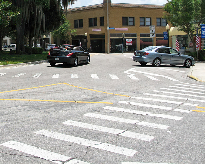 The pastel buildings of Sebring's downtown district create a Florida palette that's both soothing and distinctly local.