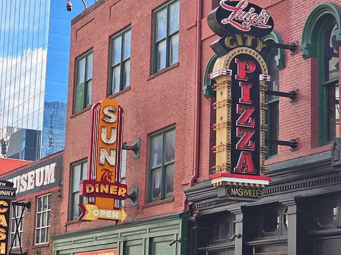 Sun Diner: Where music history meets burger perfection. This downtown Nashville gem shines as bright as its namesake.