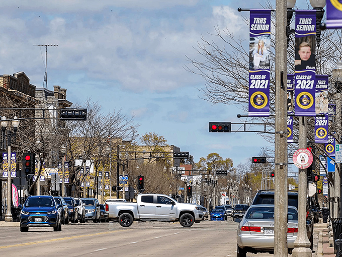 Colorful storefronts brighten Two Rivers' downtown, where local businesses have weathered decades of economic tides with Midwestern resilience.