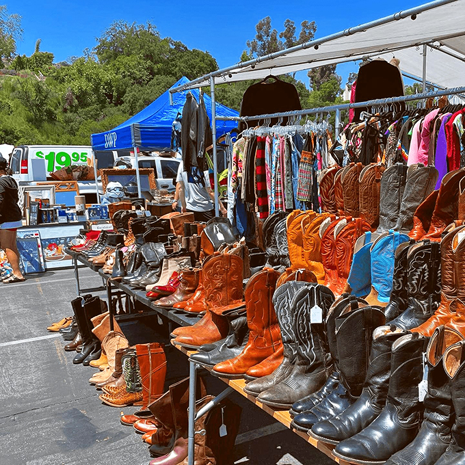 Cowboy boots standing at attention, waiting for their next adventure. Some still have stories to tell, others ready to write new ones.