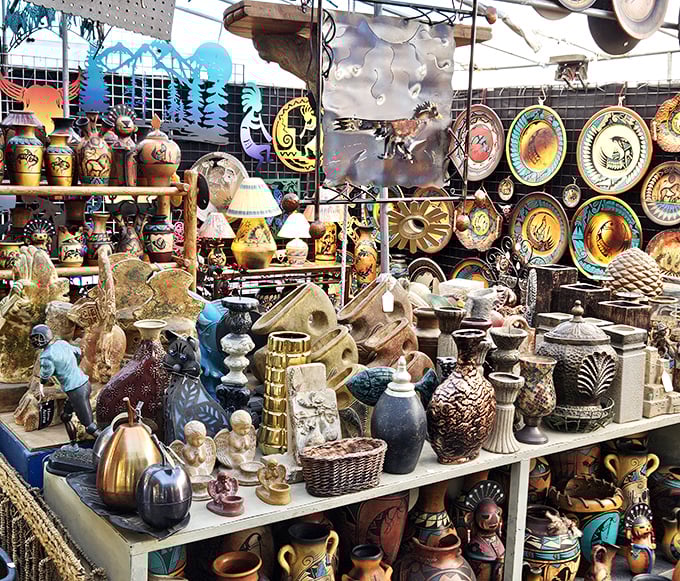 A treasure trove of pottery and decor that would make any home design show host hyperventilate with decorating possibilities.