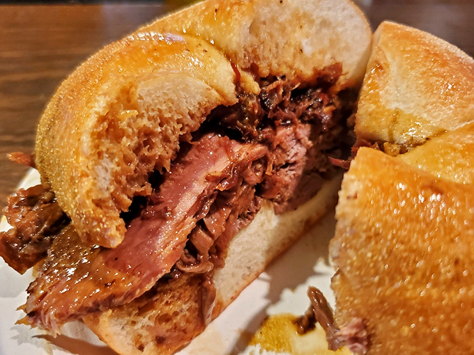 This isn't just a sandwich&mdash;it's a masterpiece of meat architecture, with perfectly pink roast beef nestled in a roll that's seen the jus.