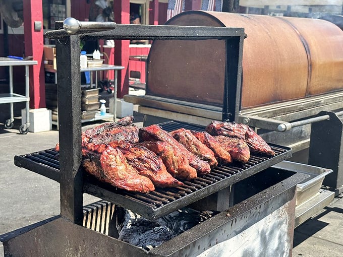 Meat theater at its finest&mdash;these tri-tips sizzle and smoke their way to perfection while you watch, anticipation building with every waft.