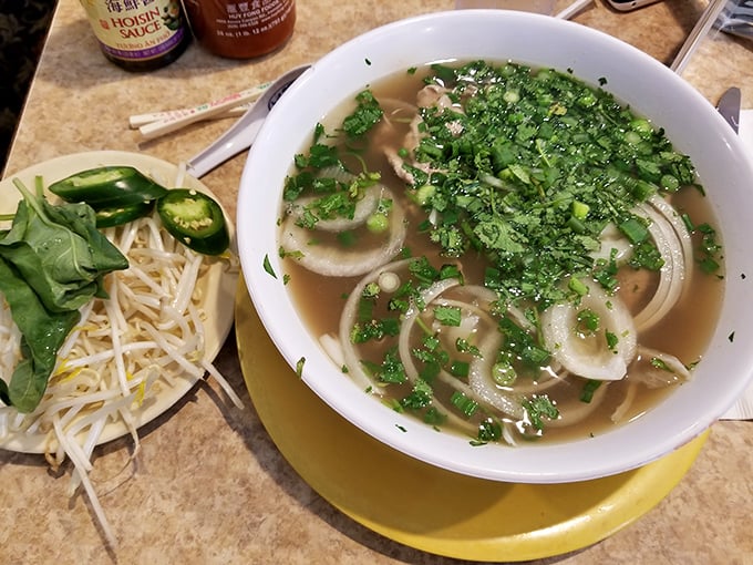 Not your typical diner fare! This steaming bowl of pho proves Santa Cruz Diner embraces culinary diversity with open arms.