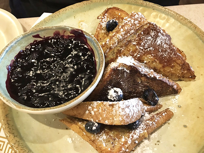 This blueberry French toast isn't trying to be Instagram famous—it's too busy being absolutely delicious. The berry compote adds that perfect sweet-tart balance to the custard-soaked bread.
