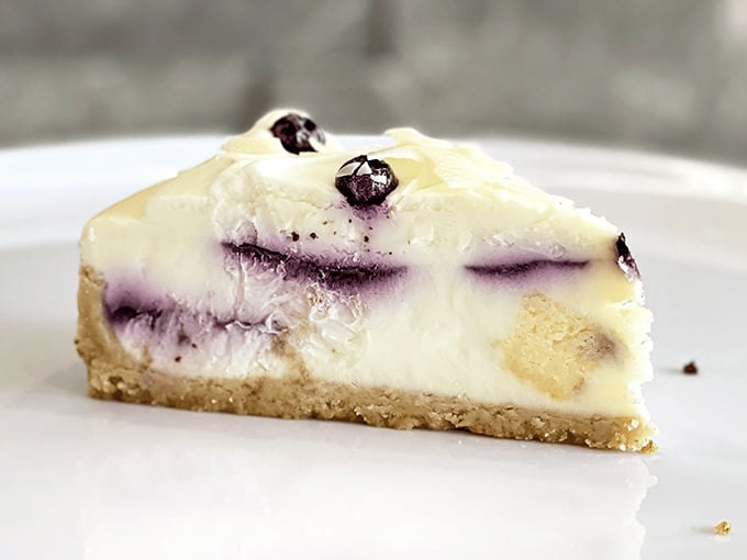 This blueberry cheesecake doesn't just have swirls&mdash;it has stories to tell, with each purple ripple promising a different level of bliss.