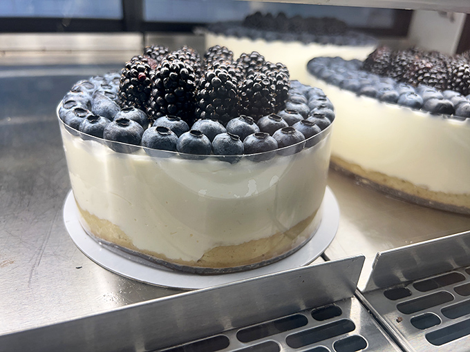 This blueberry cheesecake isn't just dessert&mdash;it's edible art. Those plump berries nestled atop creamy perfection would make Michelangelo weep with joy.