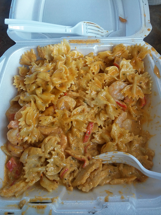 Behold the star of the show! Creamy bowtie pasta with plump shrimp that would make even New Orleans natives do a double-take. 