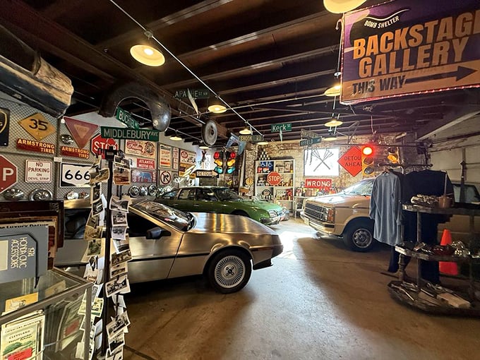Holy time capsule! The "Backstage Gallery" houses actual vehicles, proving The Bomb Shelter isn't just an antique store&mdash;it's a museum where you can buy the exhibits.