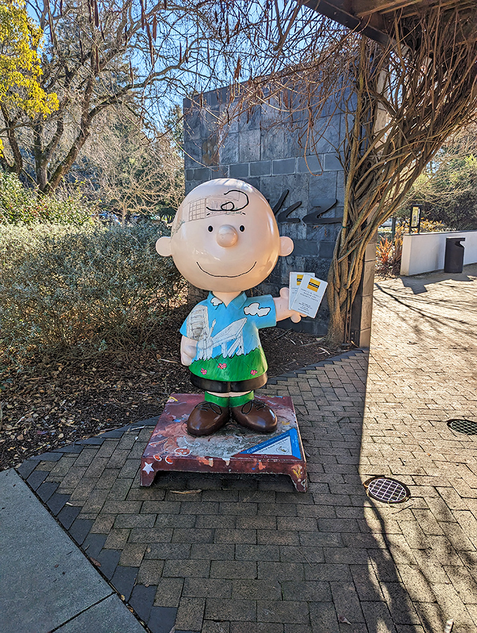 Good grief, it's Charlie Brown in 3D! This cheerful statue greets visitors with the same hopeful smile that kept him trying to kick that football for 50 years.