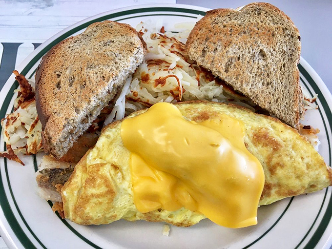 Behold, the cheese omelet in its natural habitat—perfectly folded, generously cheesed, and ready to transform your morning from ordinary to extraordinary.
