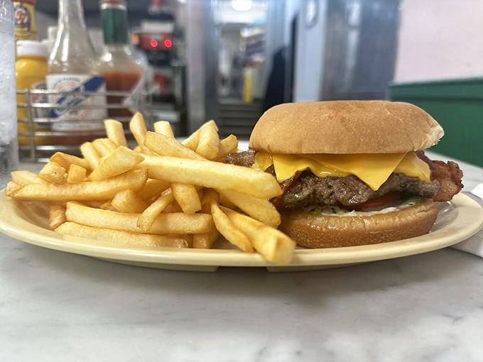 The burger that launched a thousand food pilgrimages&mdash;simple, unpretentious, and exactly what your doctor warned you about.