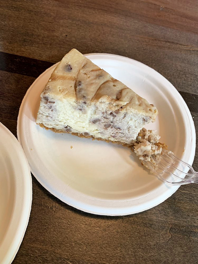 A slice of cookie-studded cheesecake that makes you wonder why anyone bothers with birthday cake. This is what celebration should taste like.