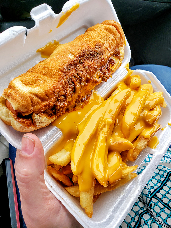 This isn't just a chili cheese dog with fries&mdash;it's edible nostalgia, dripping with molten cheese that forms those perfect, Instagram-worthy pulls.