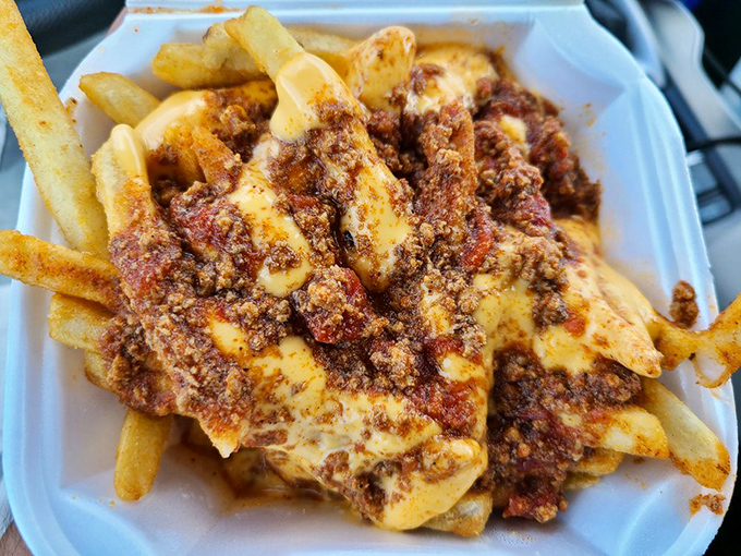 Chili cheese fries that make you question all your previous life choices. Where have these been all your life? The answer: right here in East Hartford. 