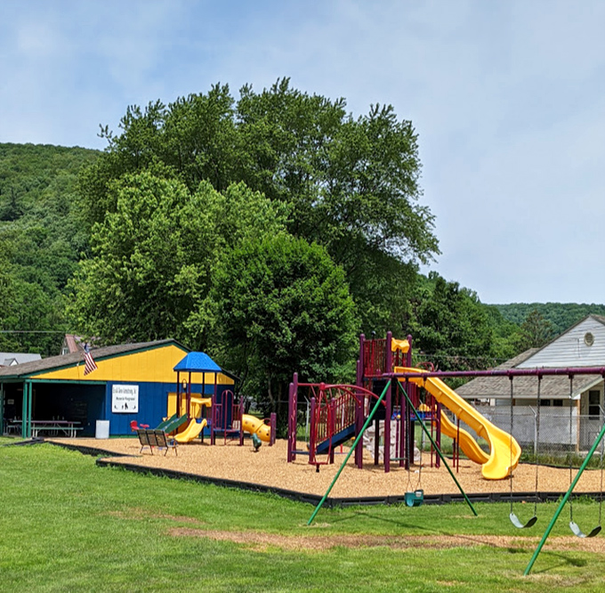 Neighborhood playgrounds in Emporium offer childhood joys with mountain backdrops&mdash;no app downloads or subscription fees required.